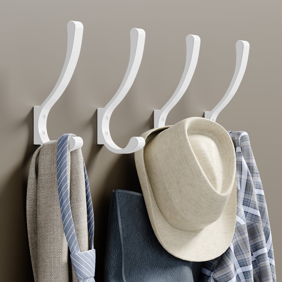 NIFFGAFF Metal Wall Hooks Screw In : 4 Packs Large Heavy Duty Mount for ...