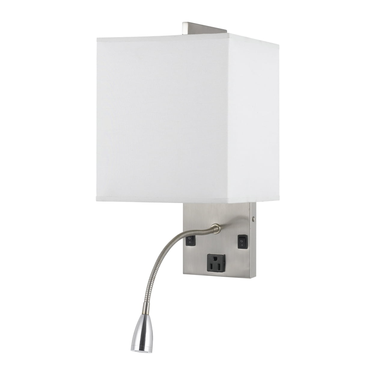 Metal Wall Lamp with Rectangular Shade and Gooseneck Reading Light ...