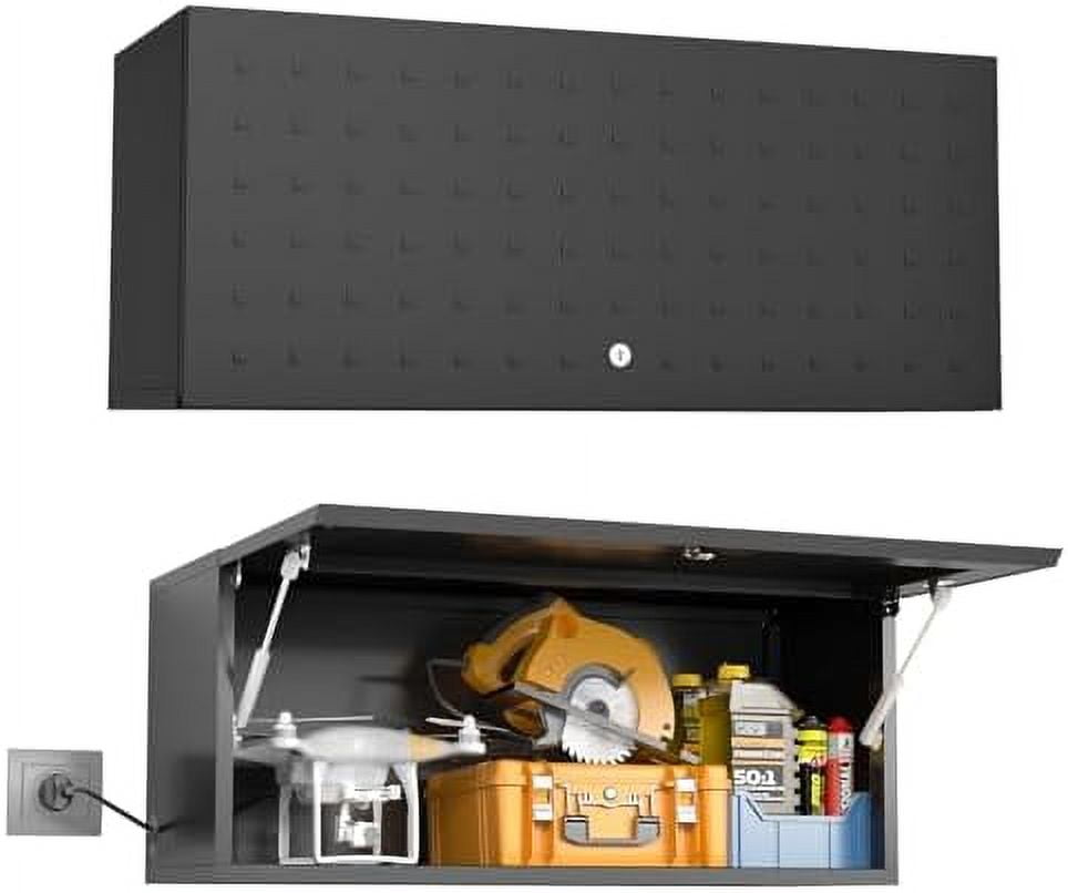 Metal Wall Mount Garage Cabinet, Garage Storage Cabinet with Lock, Flip ...