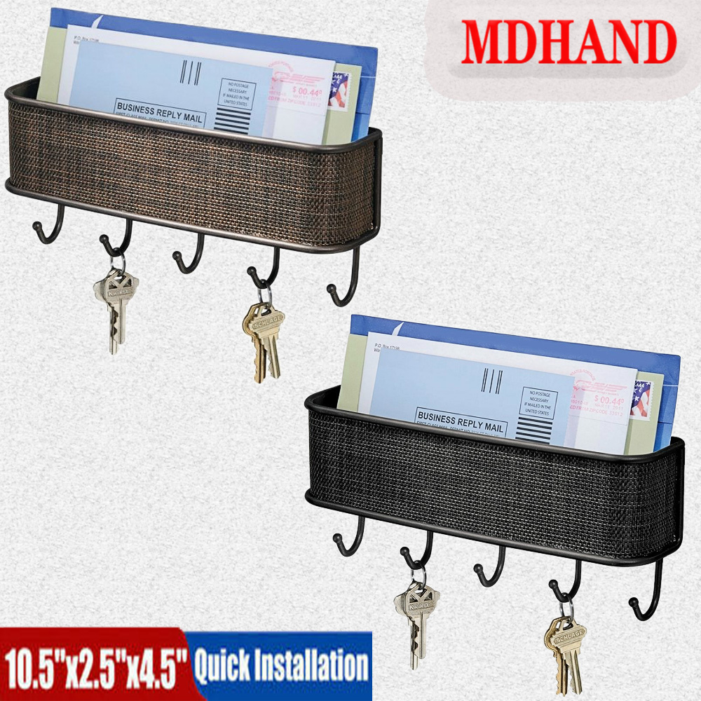 Metal Wall Mount Key and Mail Holder, Key Rack Storage Organizer with ...