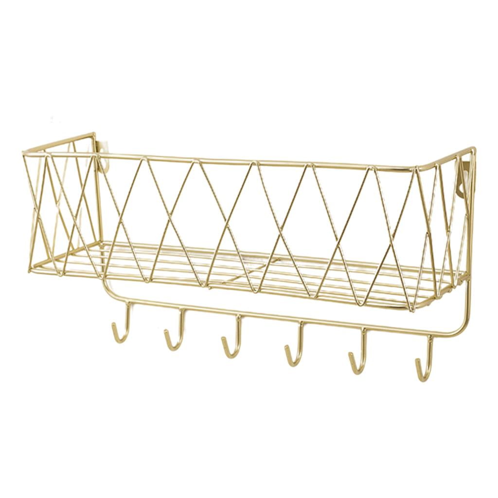 Metal Wall Mount Key and Mail Rack, 6-Hook Organizer for Kitchen ...