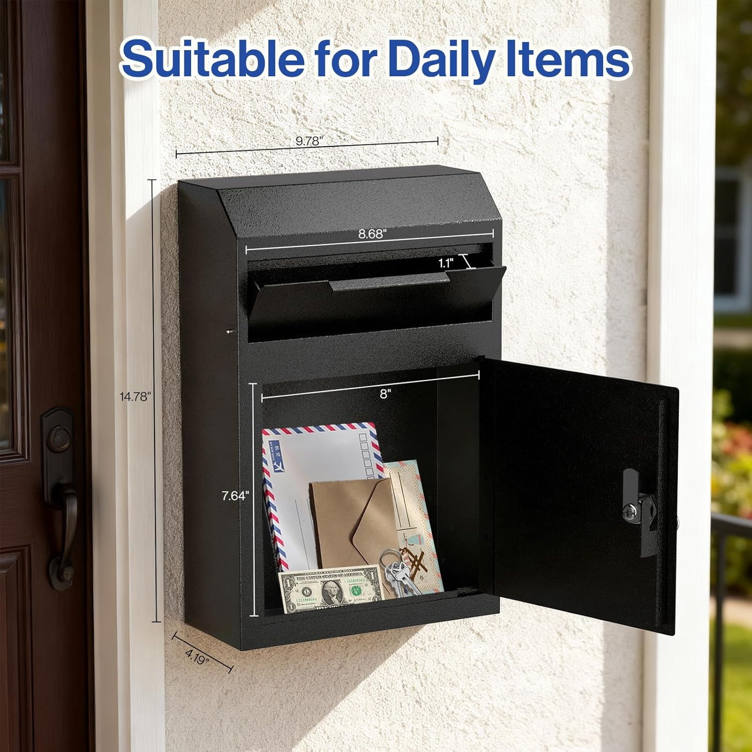 Metal Wall Mount Locking Deposit Drop Box Safe - Heavy Duty Lock Box ...
