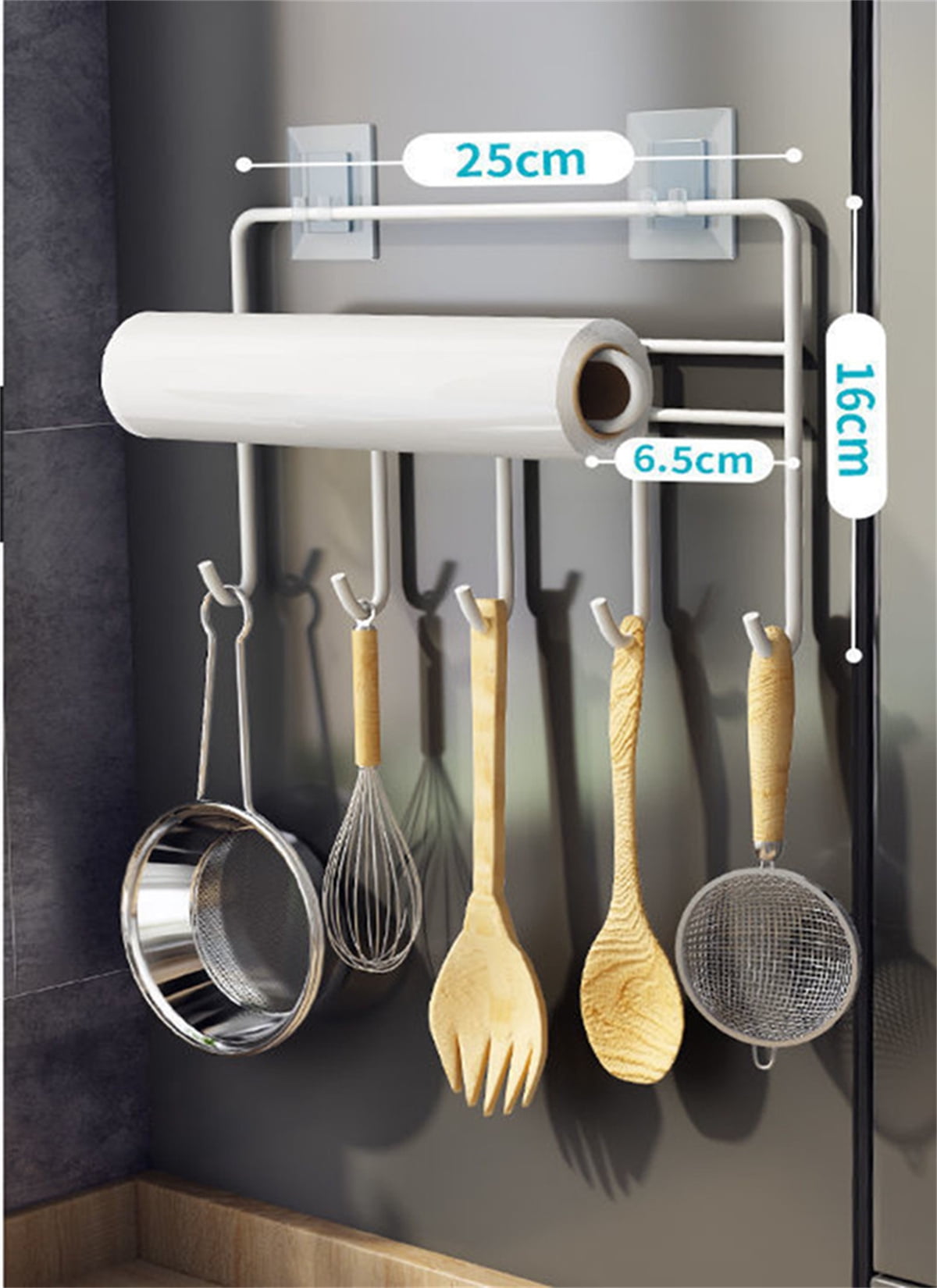 Metal Wall Mount Paper Towel Holder with Storage Shelf and Hooks for ...