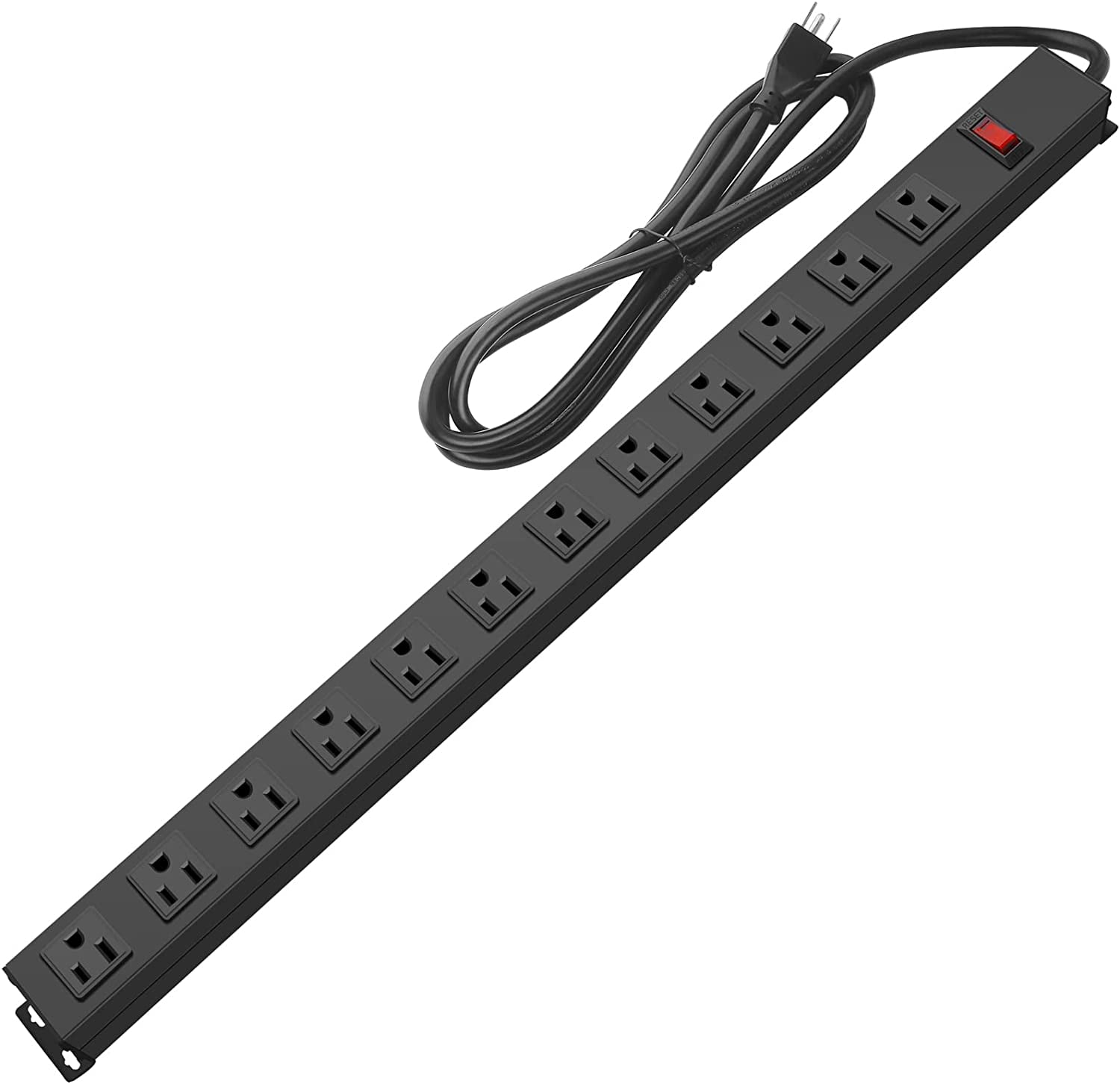 Metal Wall Mount Power Strip, Mountable Power Outlet with 12 AC Outlets ...