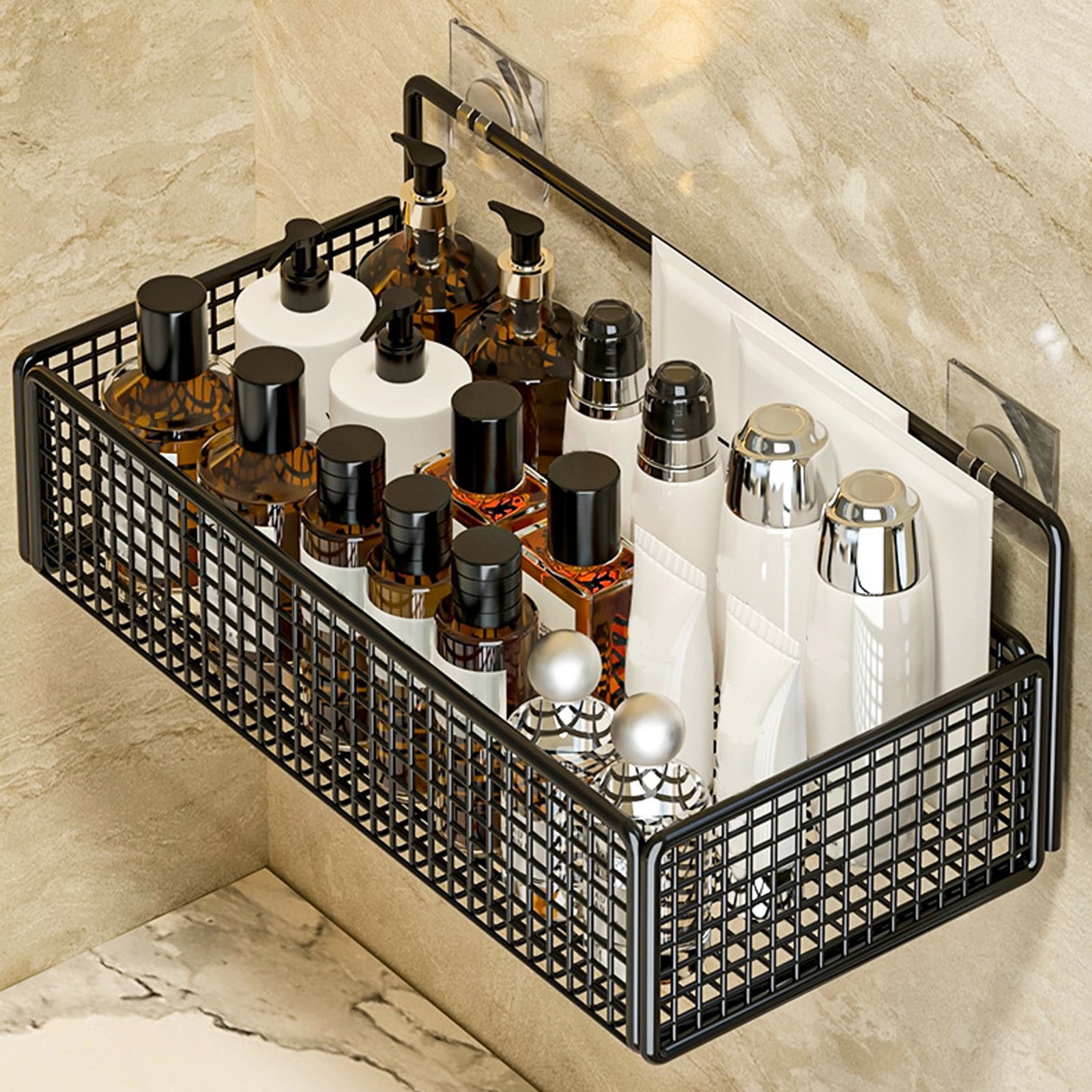 Metal Wall Mount Storage Basket | Iron Mesh Organizer Rack with Bottom ...