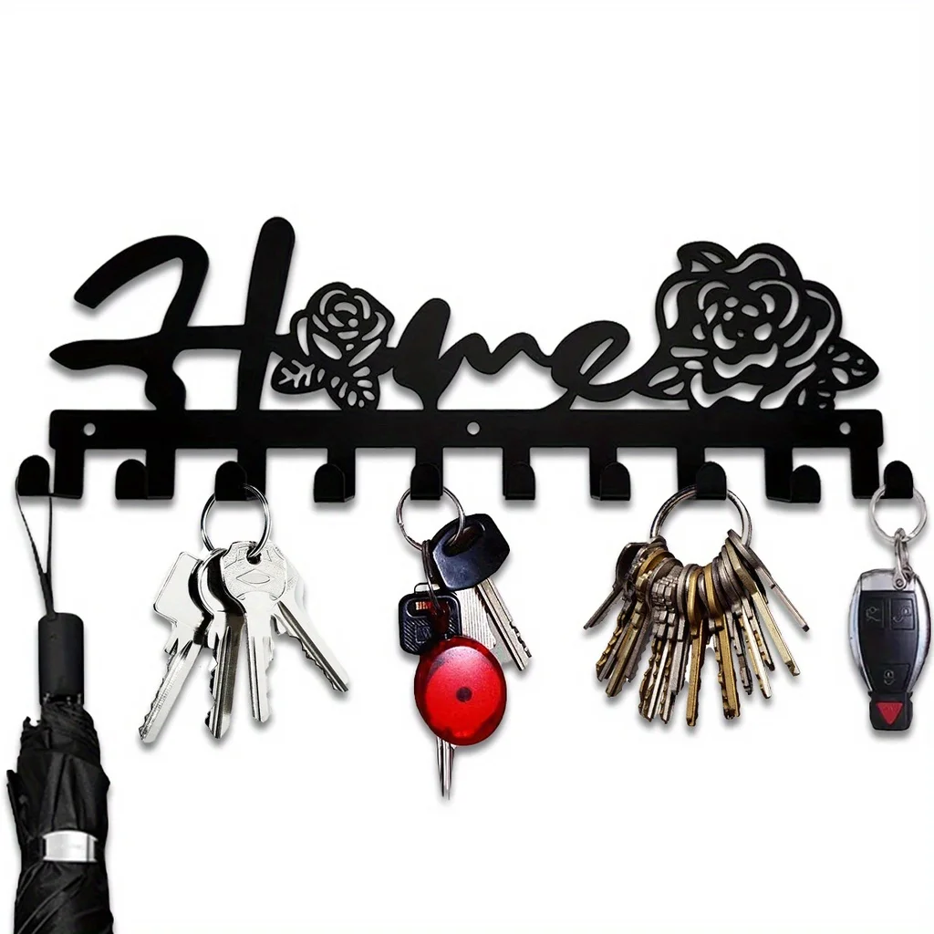 Metal Wall Mounted Key Coat Hook, Home & Rose Design Key Rack ...