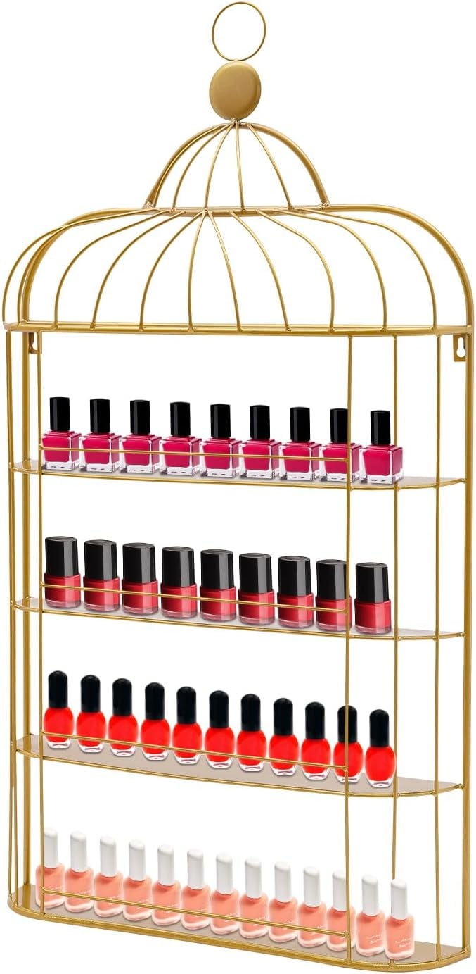 Metal Wall Mounted Nail Polish Storage Racks Display Rack Cosmetic Case ...