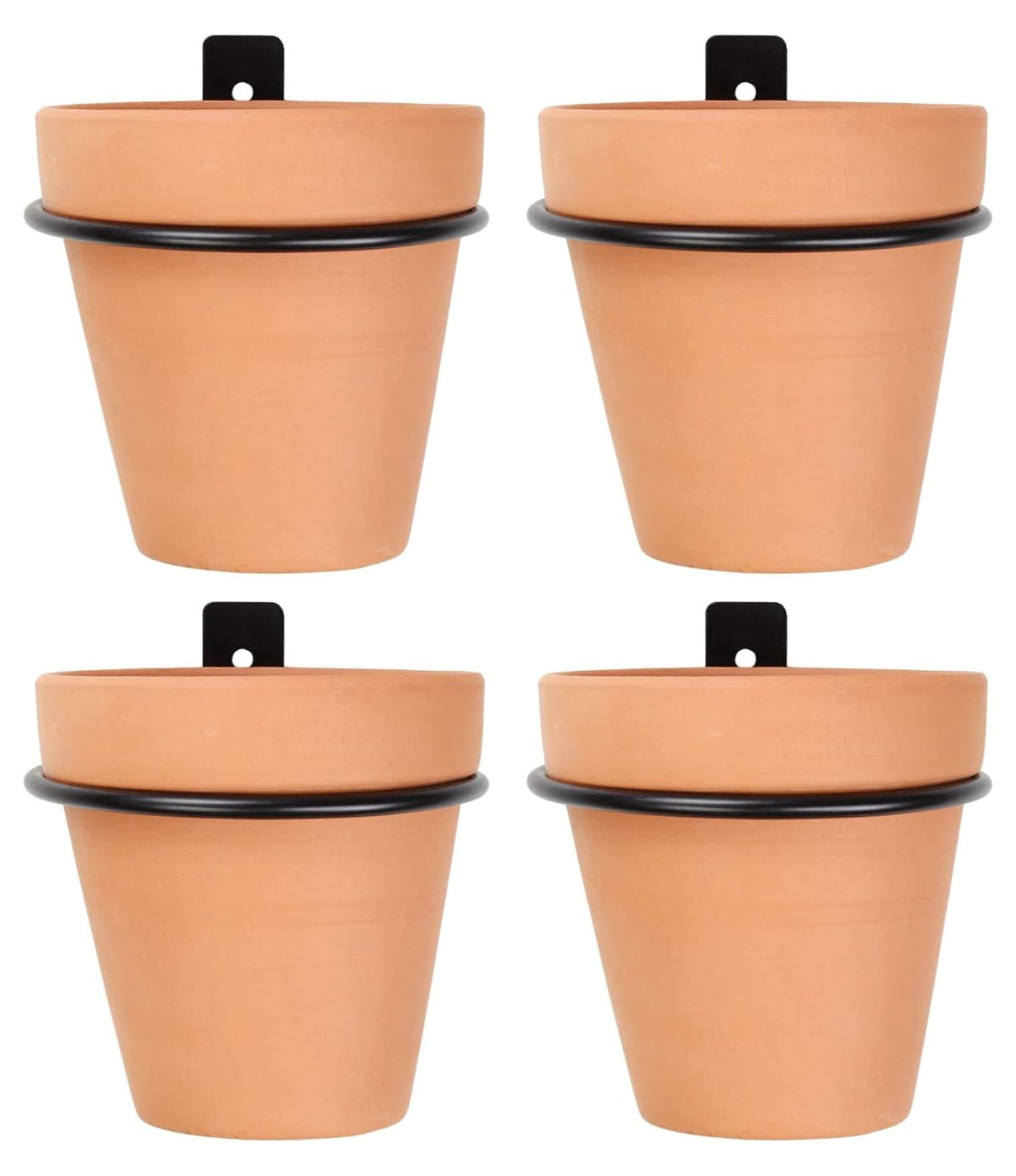 Metal Wall Ring Planters with Pots (4-Pack, 8-Piece Set); Wall Mounted ...