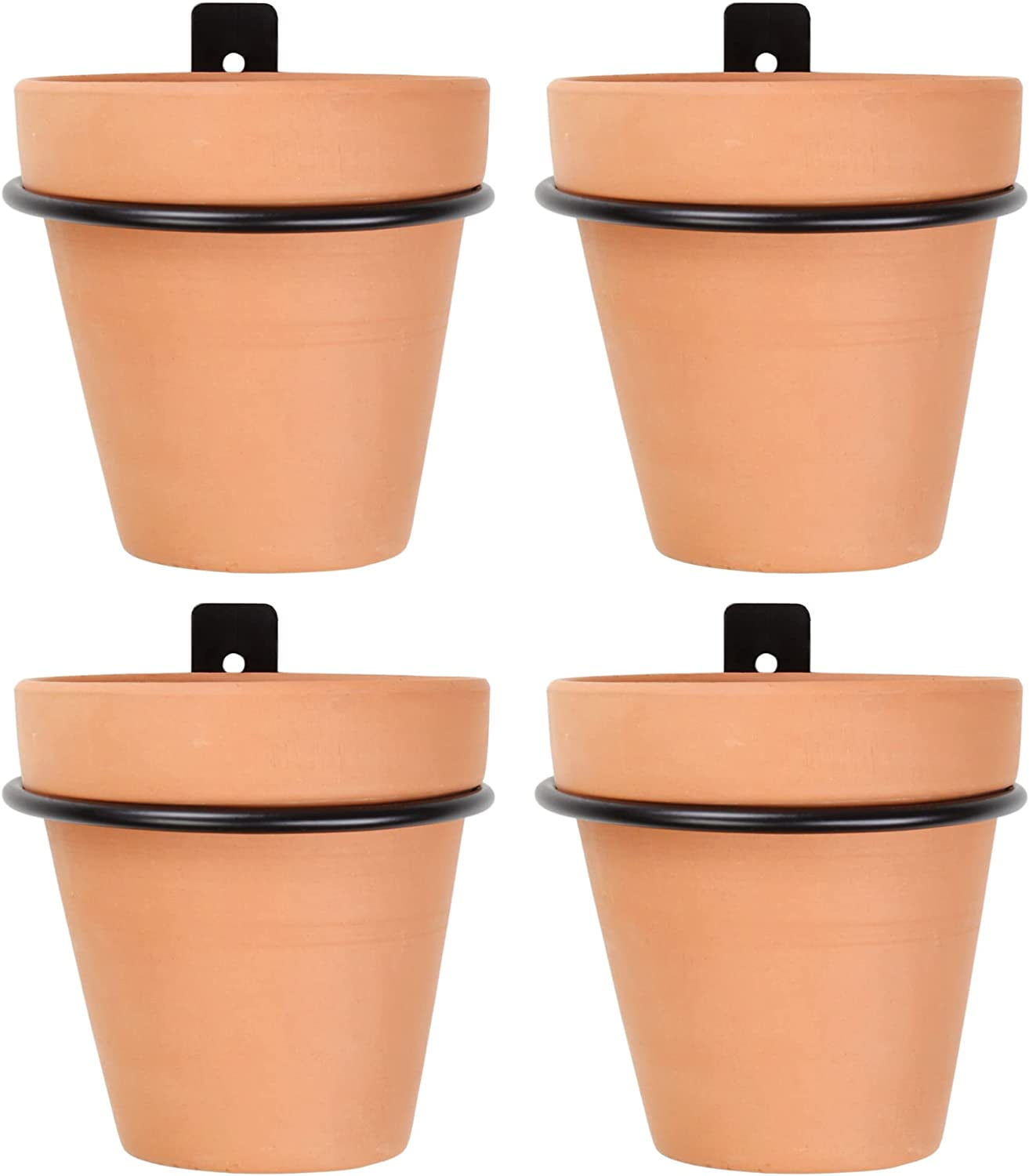 Metal Wall Ring Planters with Pots (4-Pack, 8-Piece Set); Wall Mounted ...
