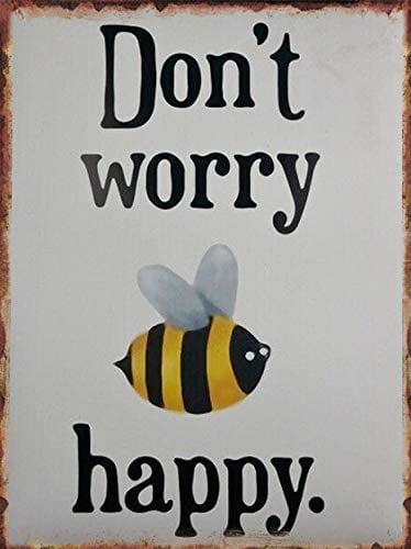 Metal Wall Sign Bee Happy Metal Aluminum Sign Men Women, Wall ...
