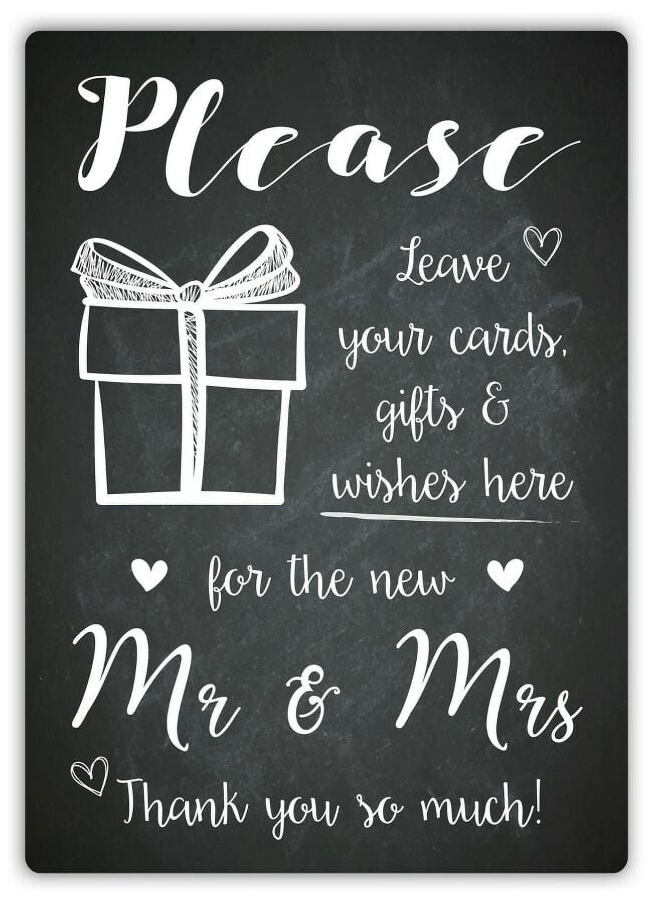 Metal Wall Sign Please Leave Cards Gifts Wishes For New Mr Mrs Wedding ...