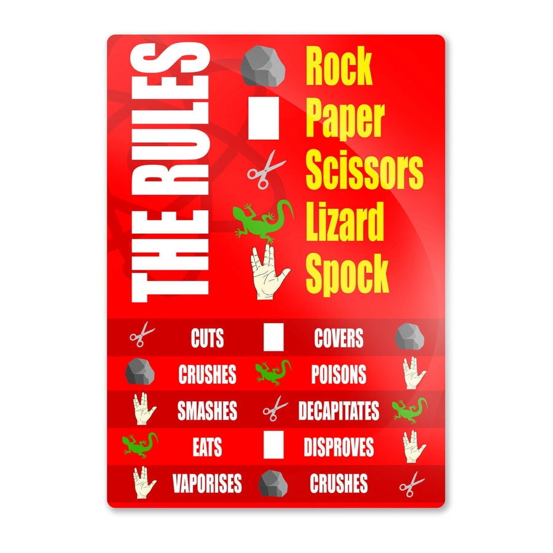 Metal Wall Sign The Rules Rock Paper Scissors Lizard Spock Gift Funny ...