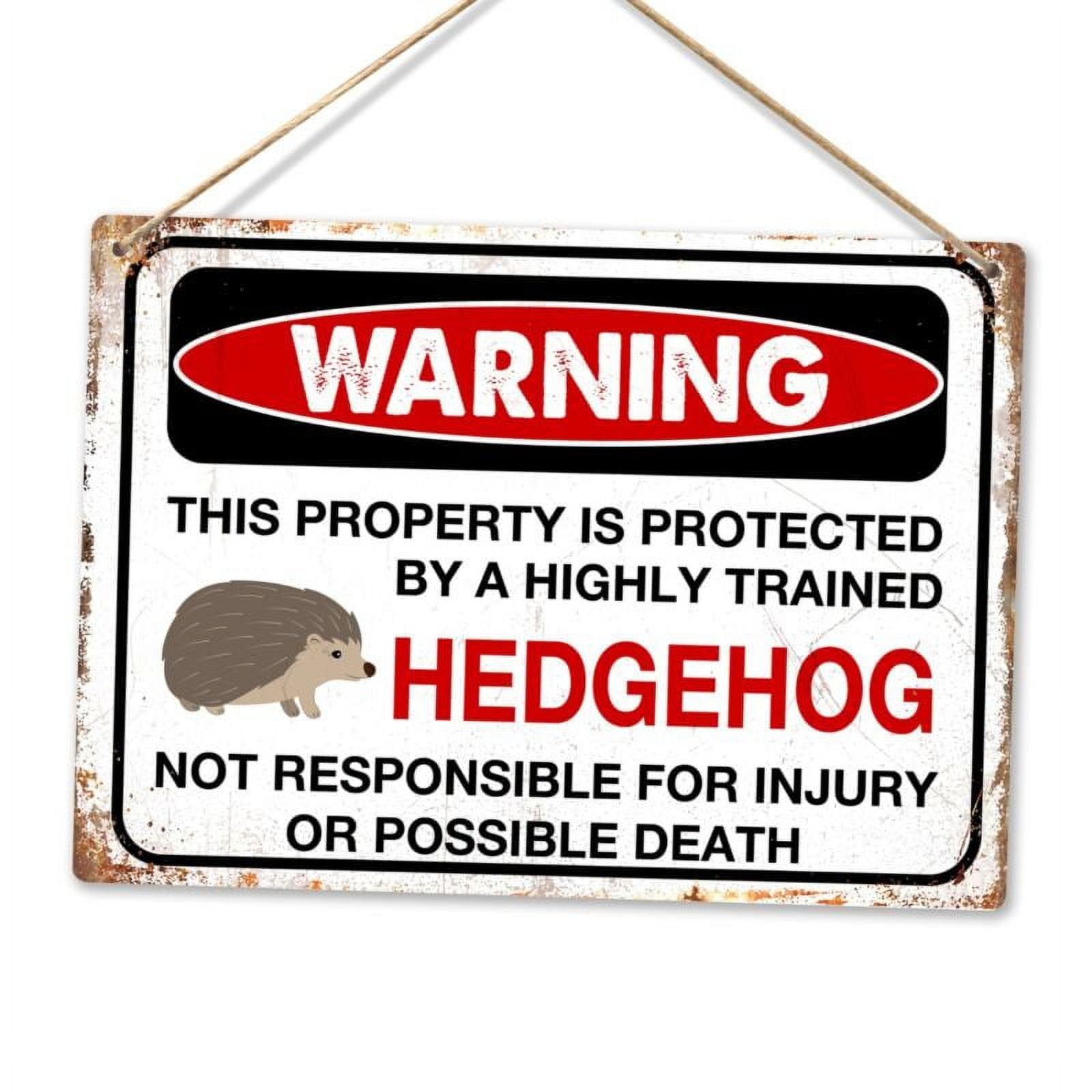 Metal Wall Sign Warning...Property Protected By Hedgehog Funny Garden ...