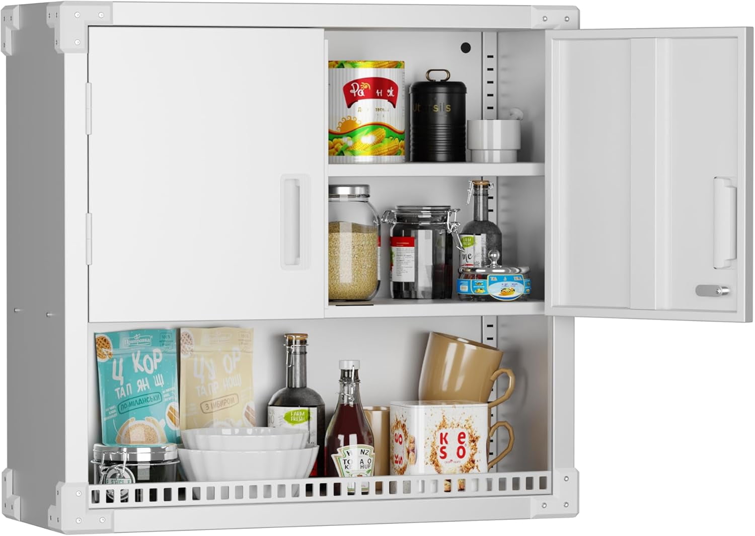Metal Wall Storage Cabinet with Adjustable Shelf, Locking Door and ...