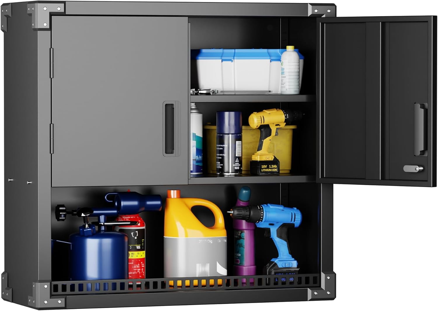 Metal Wall Storage Cabinet with Adjustable Shelf, Locking Door and ...