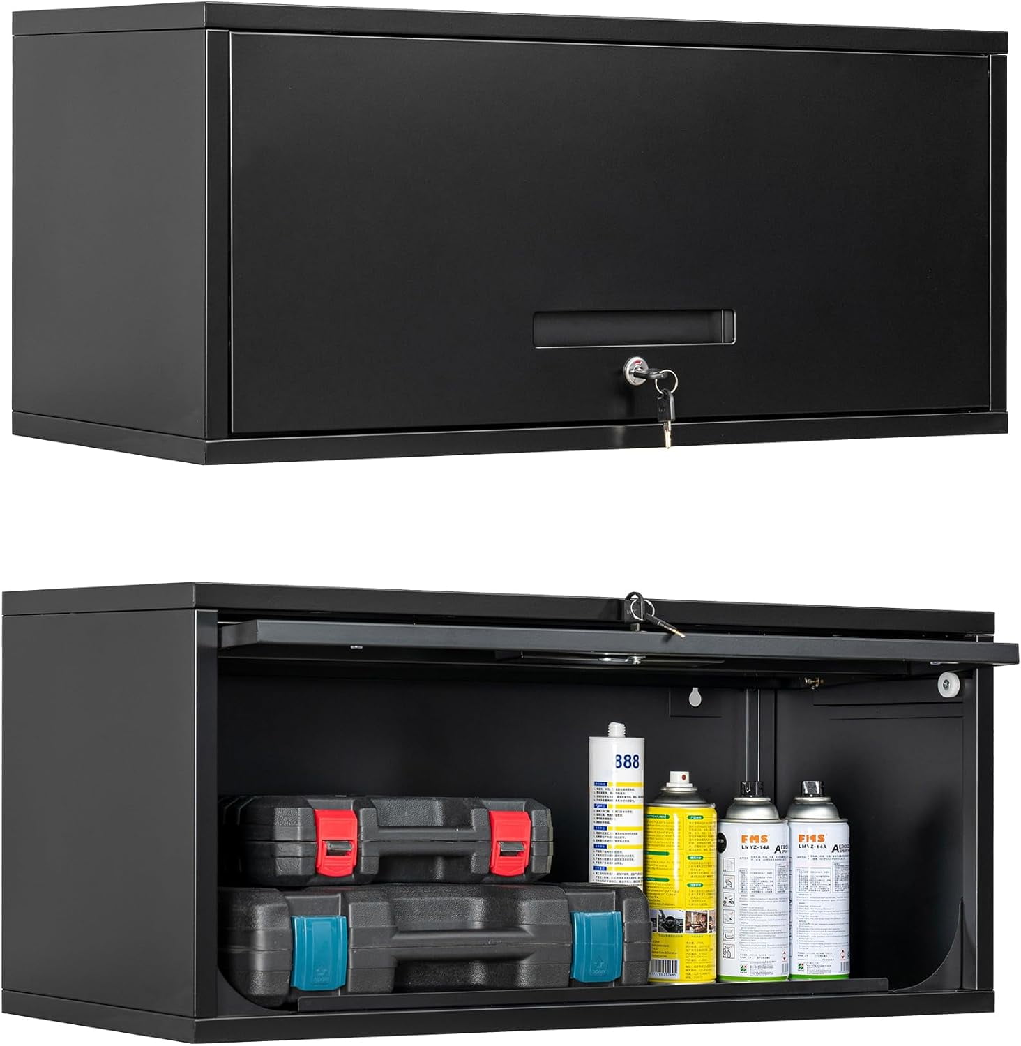 Metal Wall Storage Cabinet with Lock 1 Shelving Garage Storage Cabinet ...