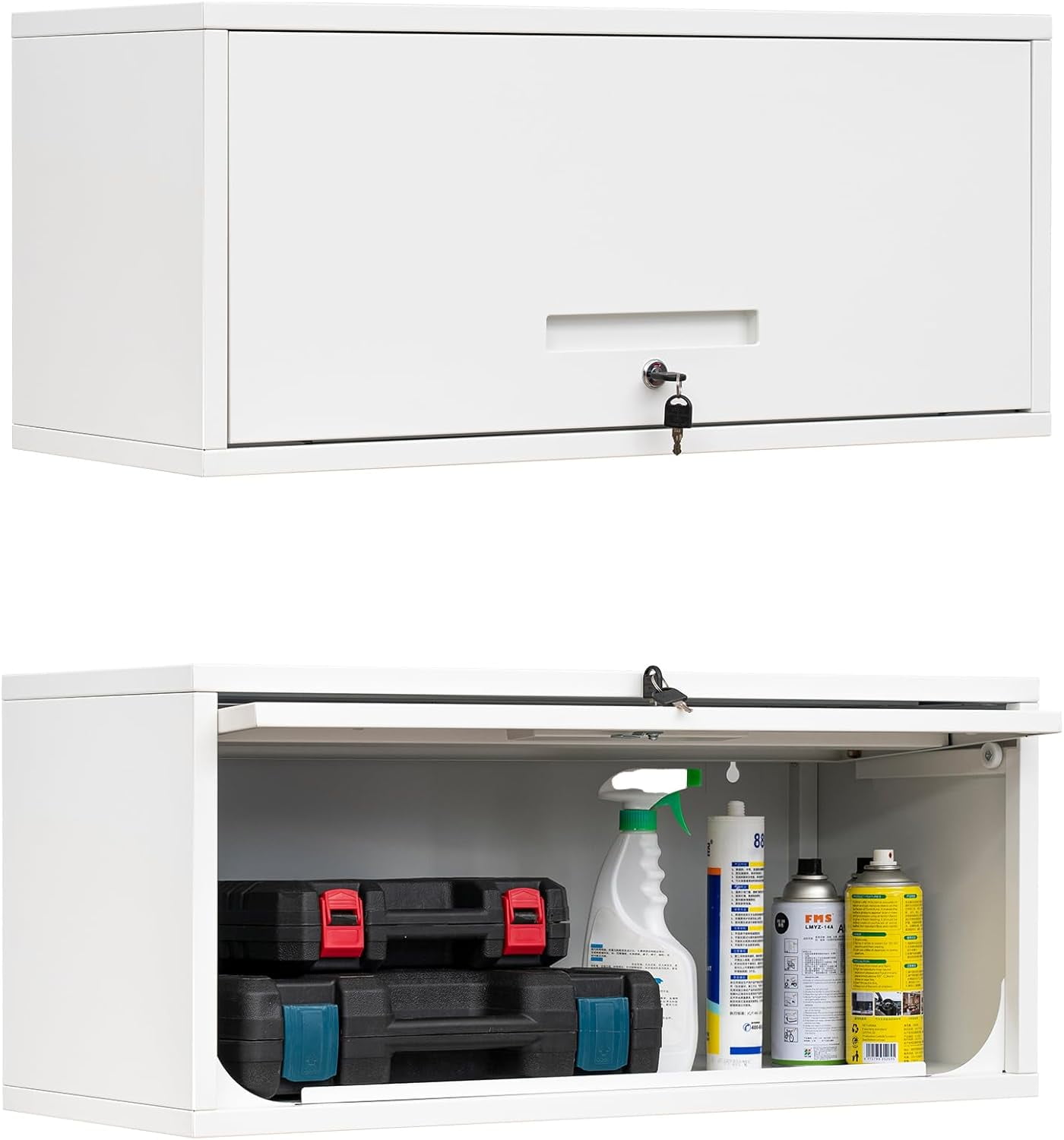 Metal Wall Storage Cabinet with Lock 1 Shelving Garage Storage Cabinet ...