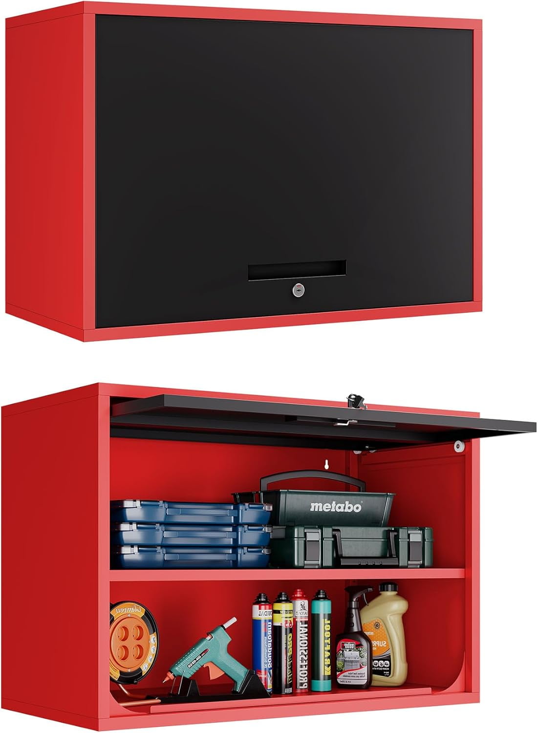Metal Wall Storage Cabinet with Lock 2 Shelving Garage Storage Cabinet ...