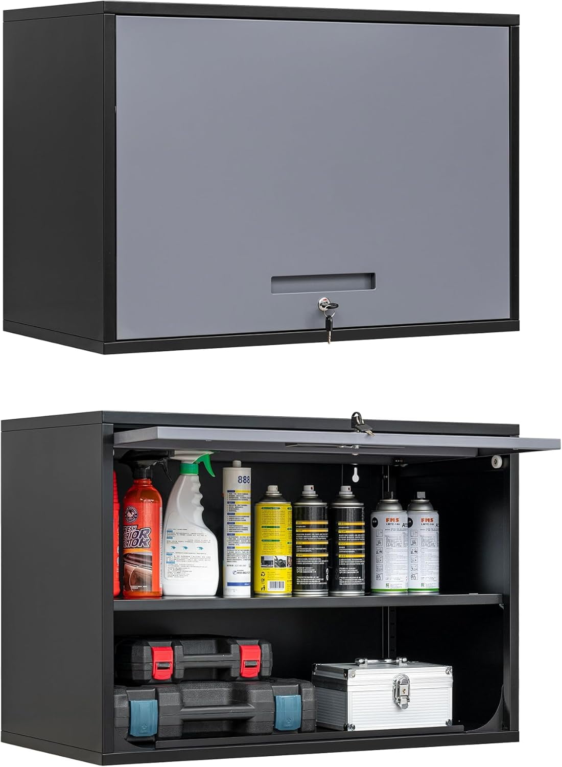 Metal Wall Storage Cabinet with Lock Shelving Garage Storage Cabinet ...