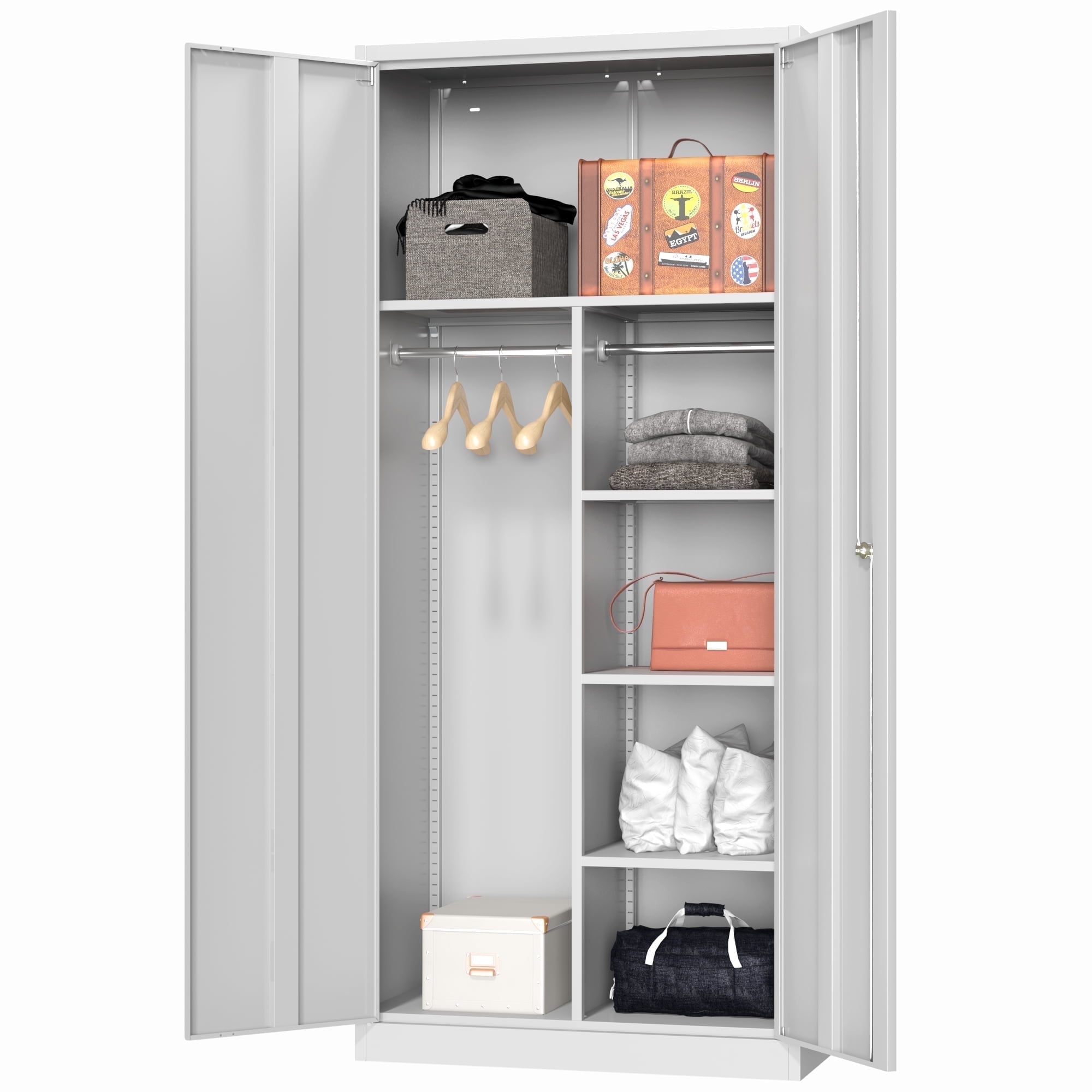 Coolsun Metal Wardrobe Closet with lock, 71" Modern Wardrobe Storage ...