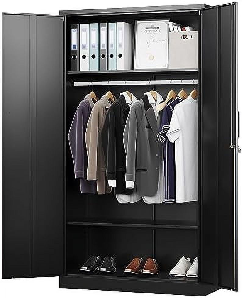 Metal Wardrobe Cabinets with Lock,Clothing Locker 72" X 36" X 18 ...