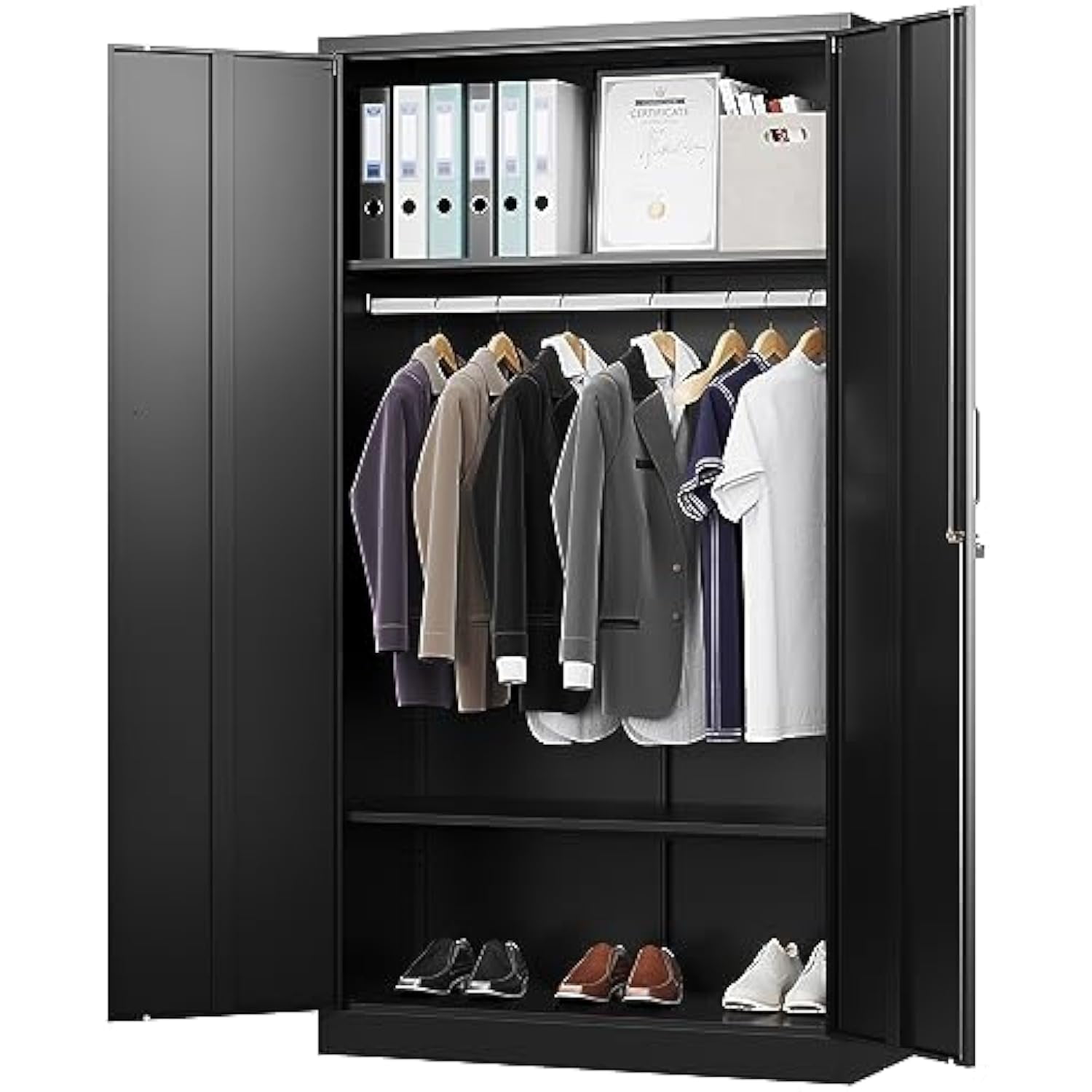 Metal Wardrobe Cabinets with Lock,Clothing Locker 72" X 36" X 18 ...