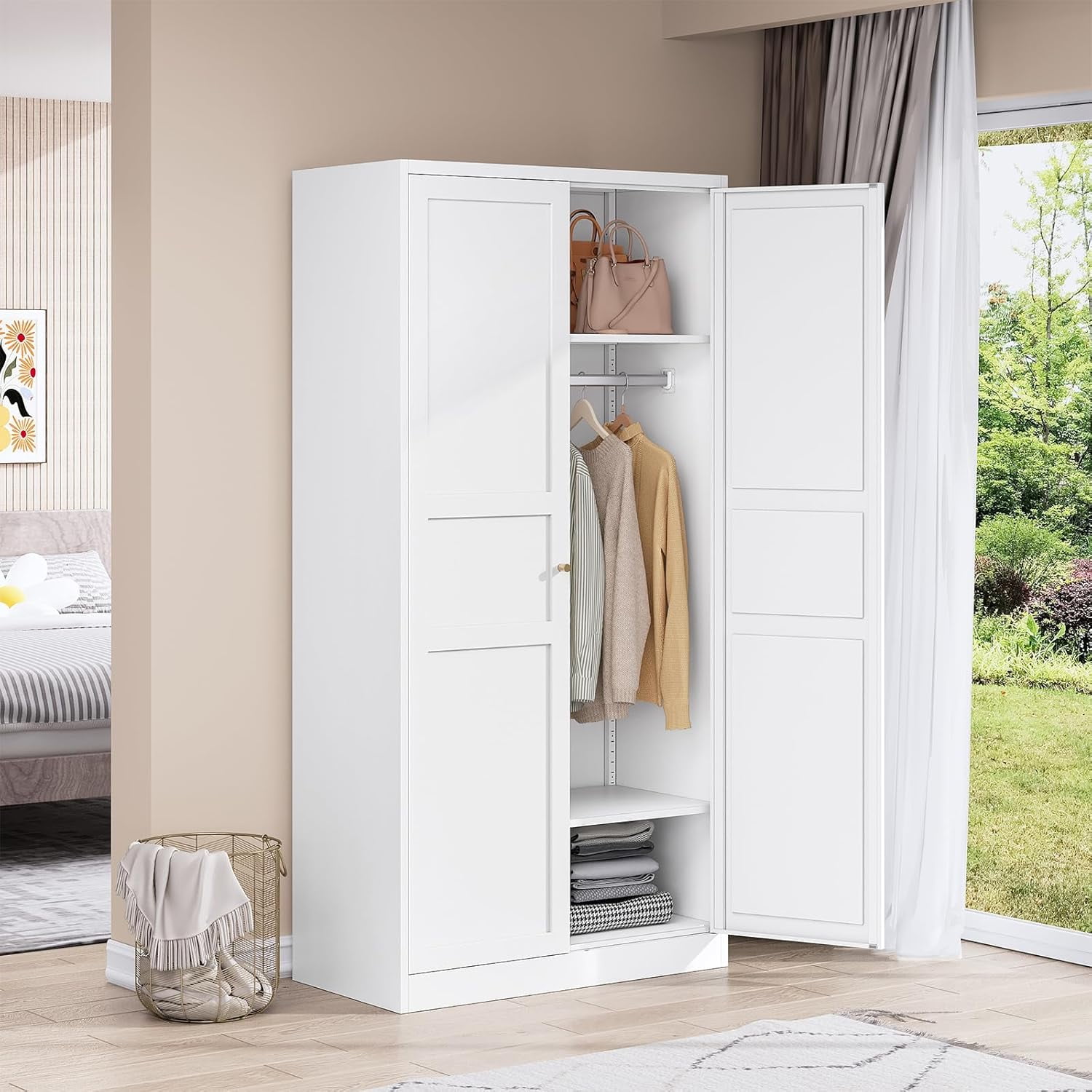 Metal Wardrobe Closet Cabinet Armoire Wardrobe Closets Storage Cabinets ...