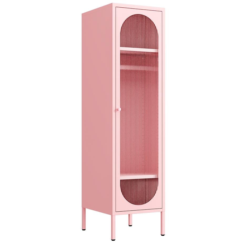 Metal Wardrobe Coat Cabinet with Adjustable Shelves and Hanging Rod ...