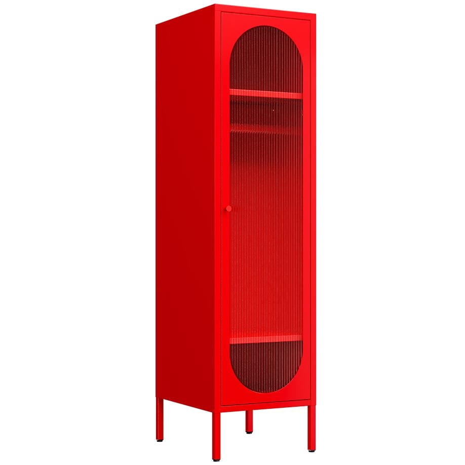 Metal Wardrobe Coat Cabinet with Adjustable Shelves and Hanging Rod ...