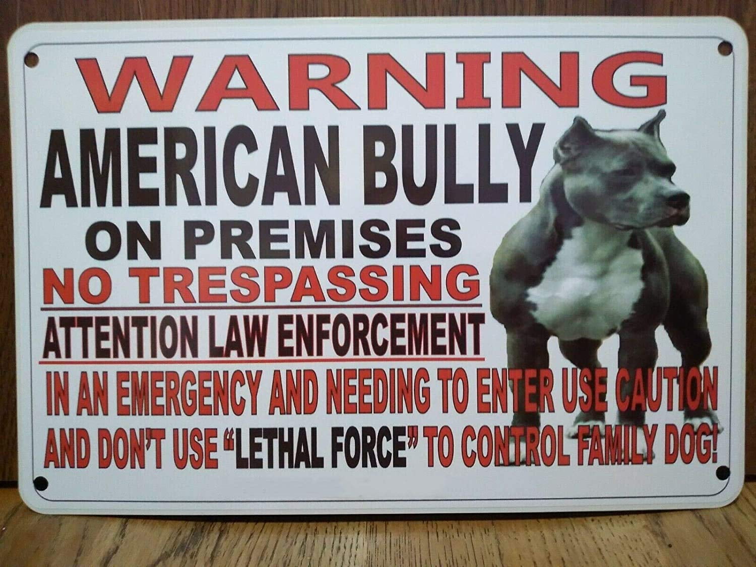 Metal Warning American Bully Dog Sign for Fence Beware of Dog 8 x 12 ...
