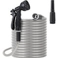 Metal Water Hose 100 ft - Stainless Steel Water Hose with 2 Nozzles ...