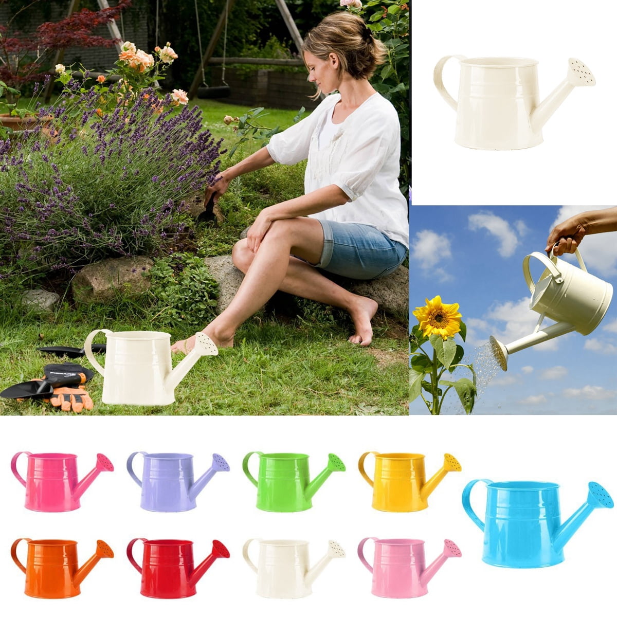 Metal Watering Cans for Outdoor Plants, Small Watering Can, Galvanized ...