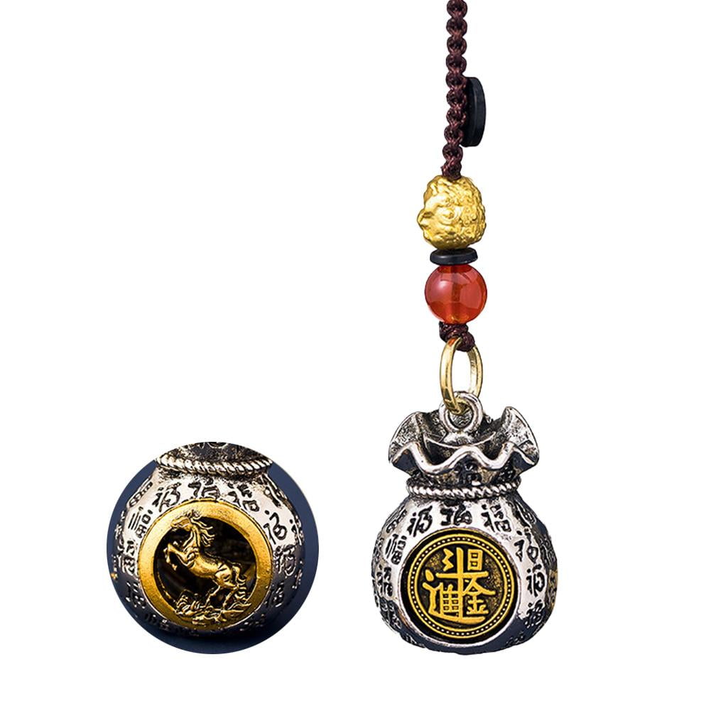 Metal Wealth God Bag Ornament - Handmade Lucky Pendants for Car and ...