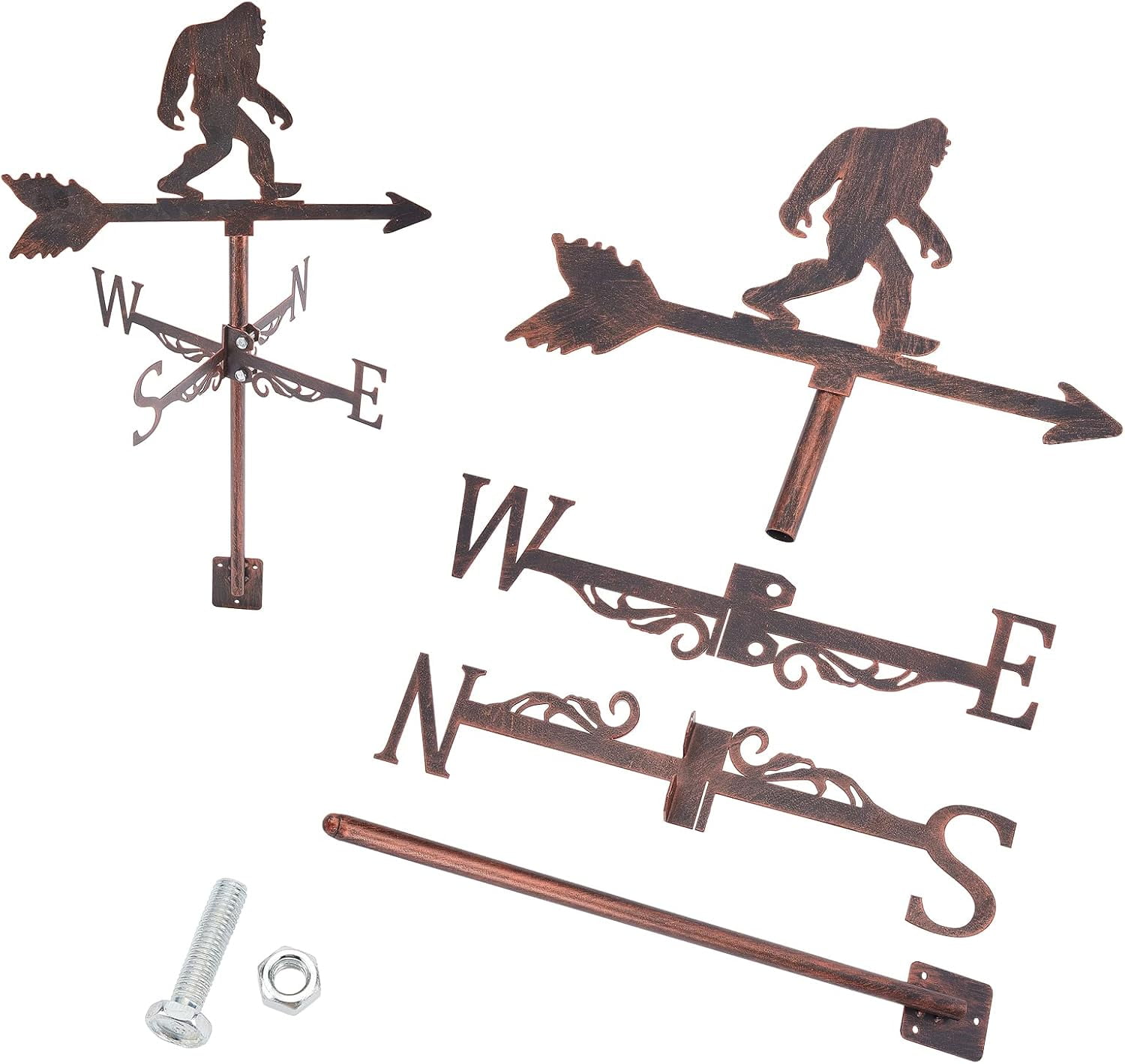 Metal Weathervane Bigfoot Gorilla Compass Garden Stakes Decor Roof Wind ...