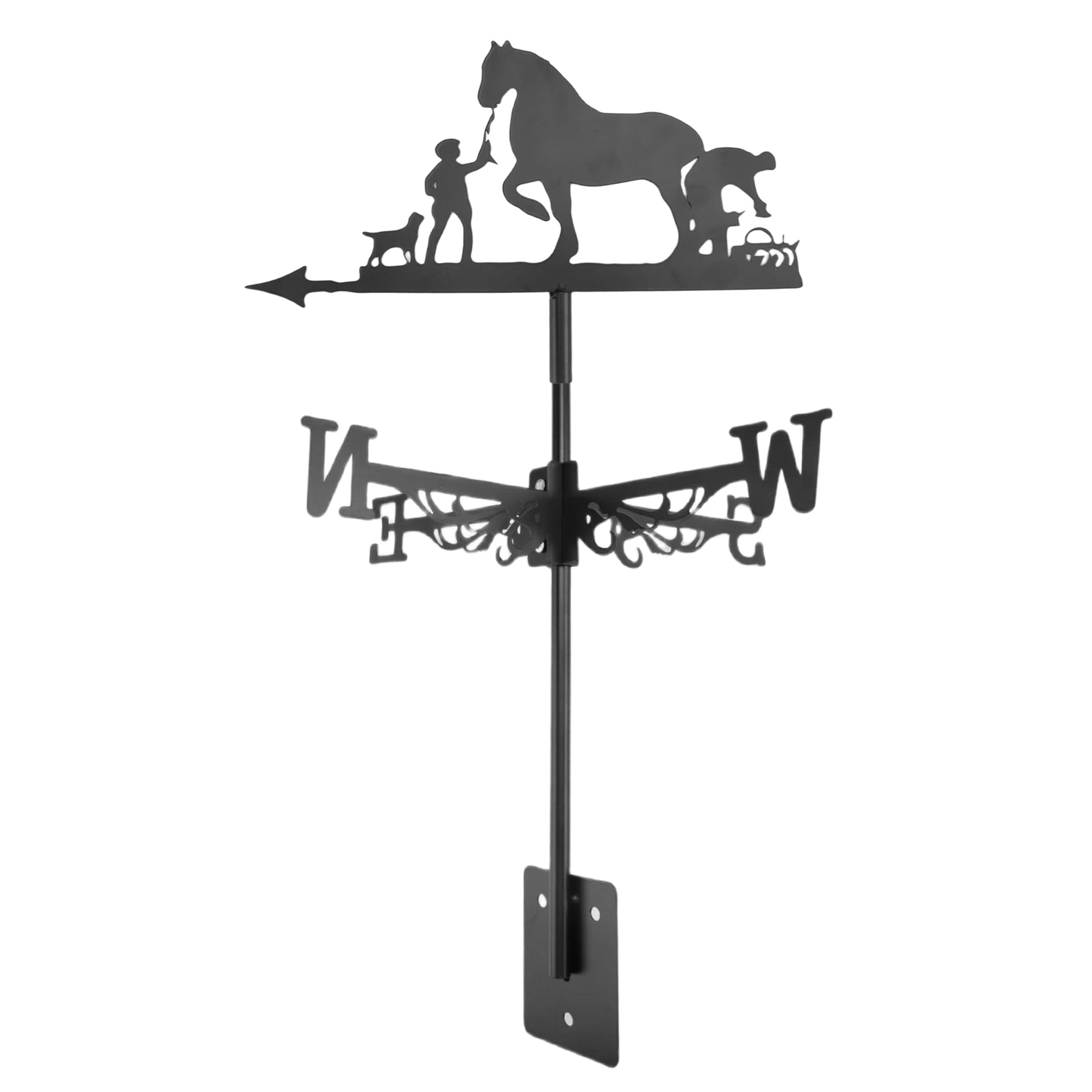 Metal Weathervane Farmer and Horse Mount Weather Vane Wind Direction ...