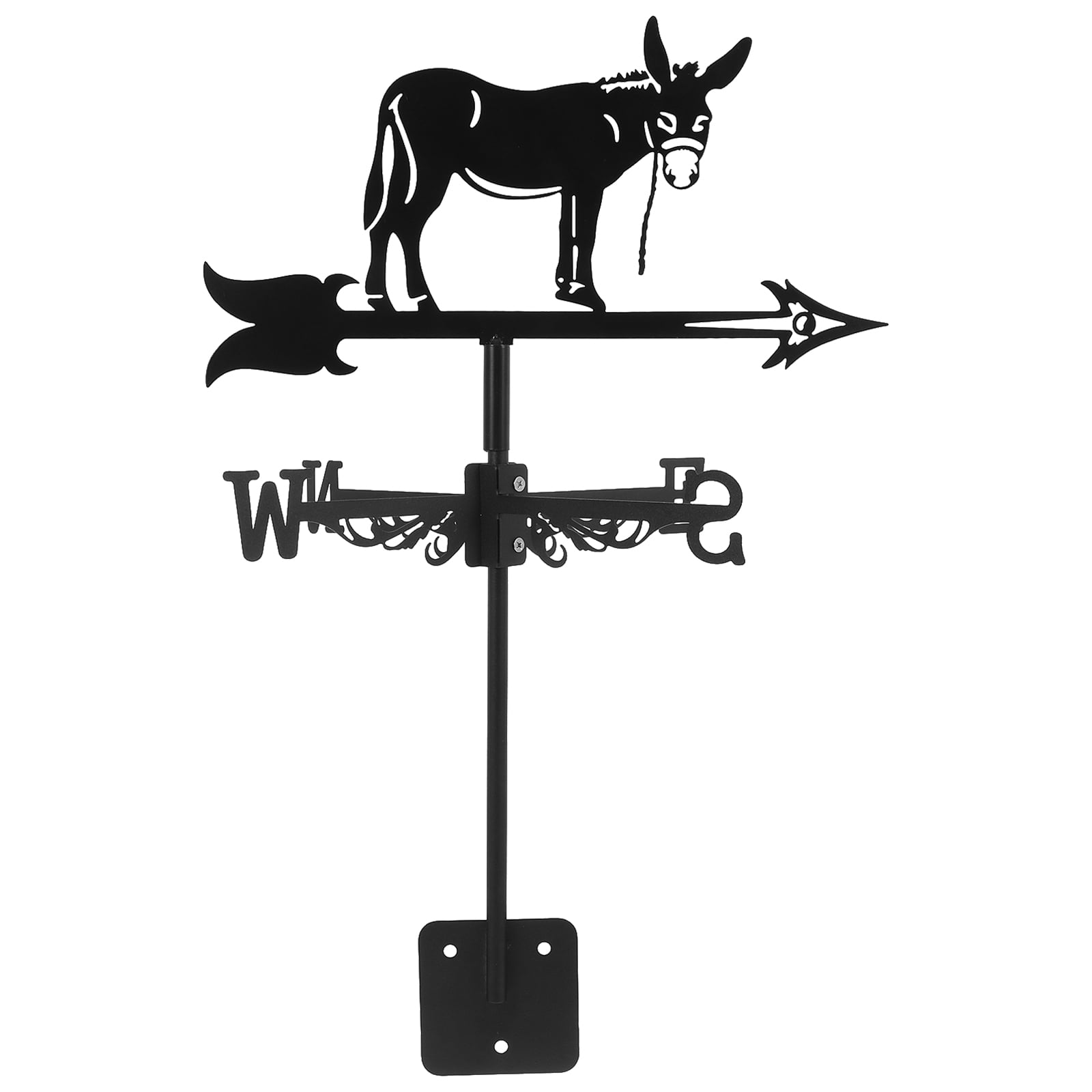 Metal Weathervane with Charming Donkey Statue Wind Direction Indicator ...