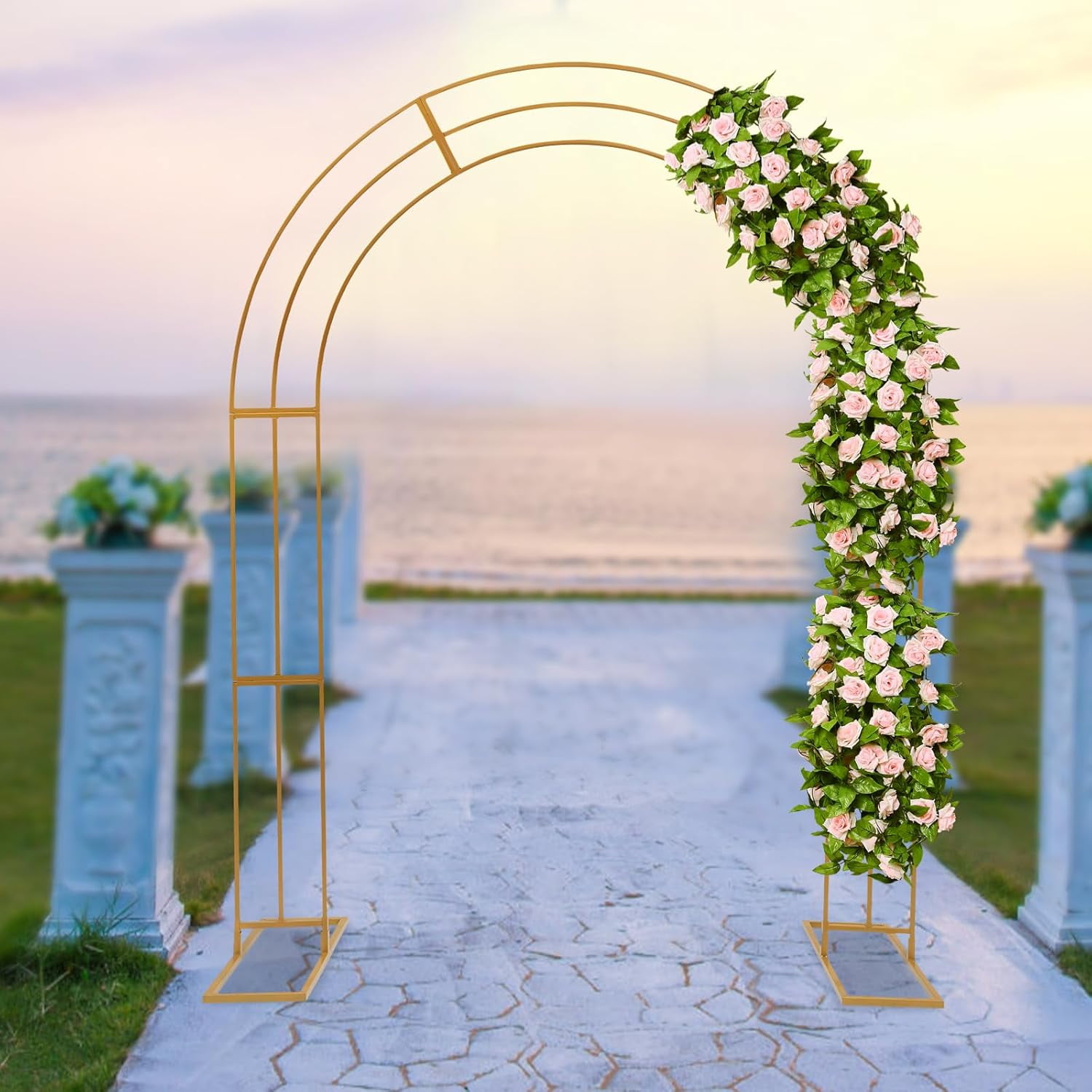Metal Wedding Arch, Heavy Duty Garden Trellis 8.53 Ft H, Backdrop ...