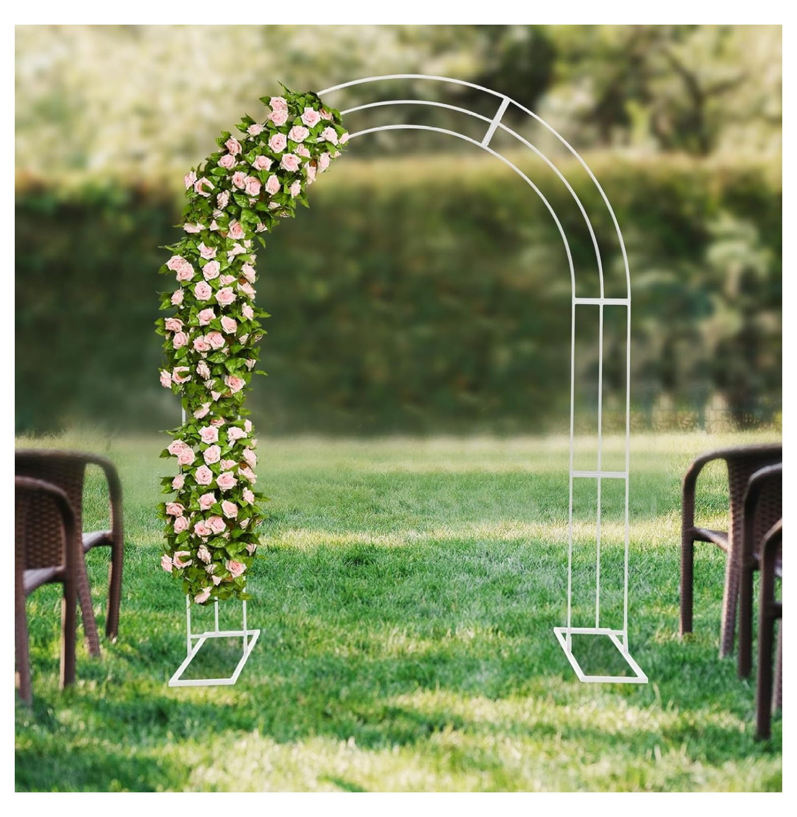Metal Wedding Arch-Shaped Rack with Sturdy Base,Garden Arbor Trellis ...