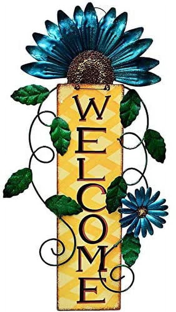 Metal Welcome Sign Daisy Hanging Signs for Front Door Indoor Outdoor ...
