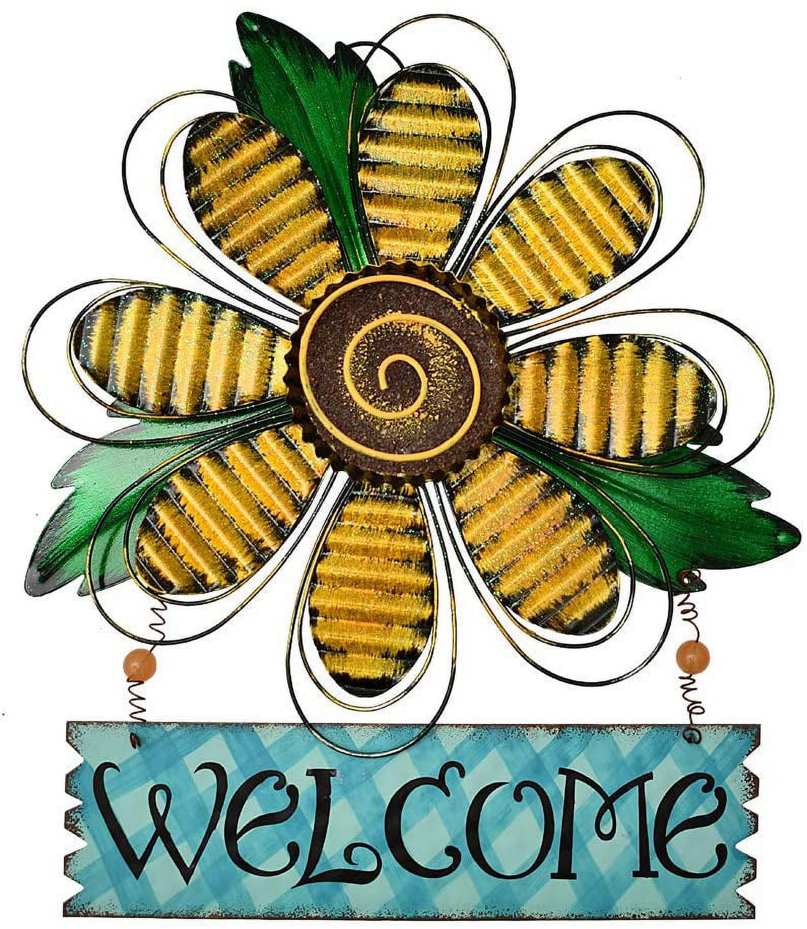 Metal Welcome Sign Daisy Hanging Signs for Front Door Indoor Outdoor ...