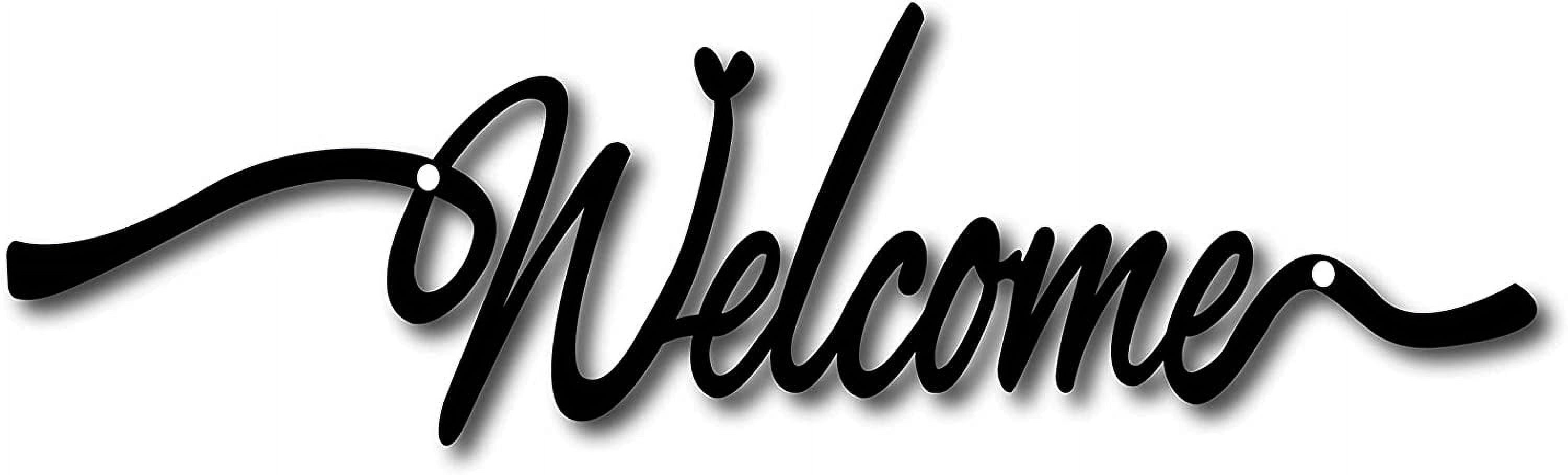 Metal Welcome Sign Wall Art Decor Rustic Letter Signs Black Hanging ...