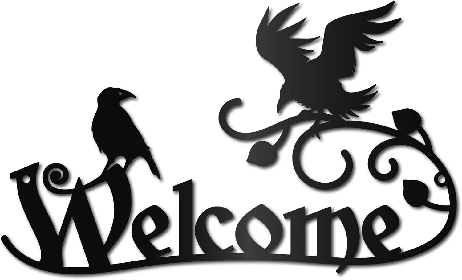 Metal Welcome Wall Art Raven Black Wall Decor Ravens on Branch Wall Art ...