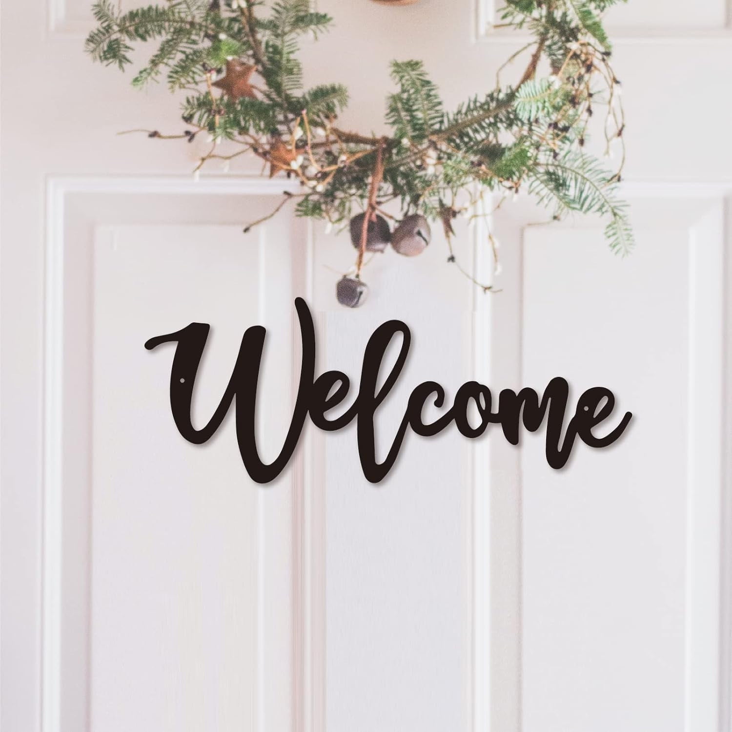 Metal Welcome Wall Hanging Decor | Front Door Sign | Vertical ...