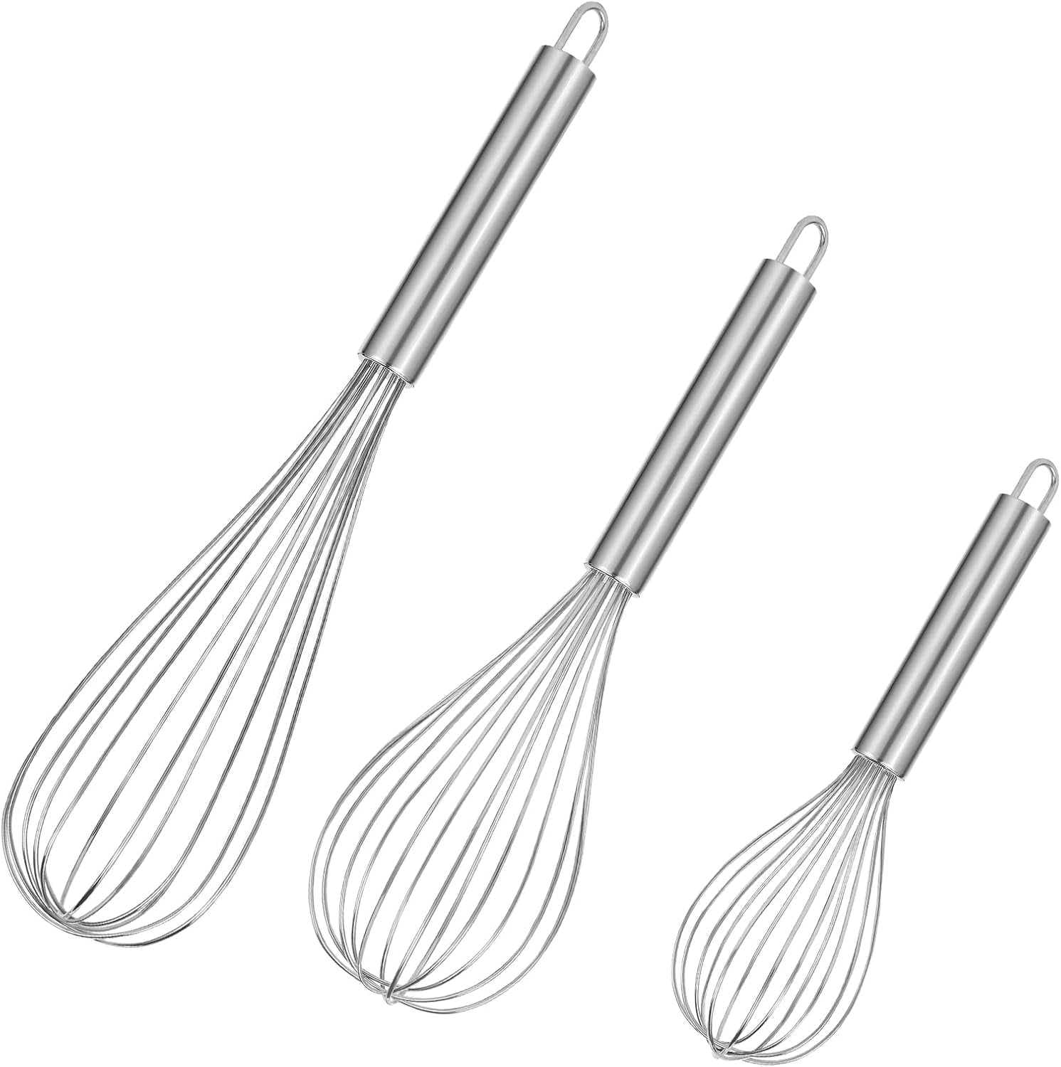 Metal Whisks for Cooking Stainless Steel Whisk Set 3 Pack Wisking Tool ...