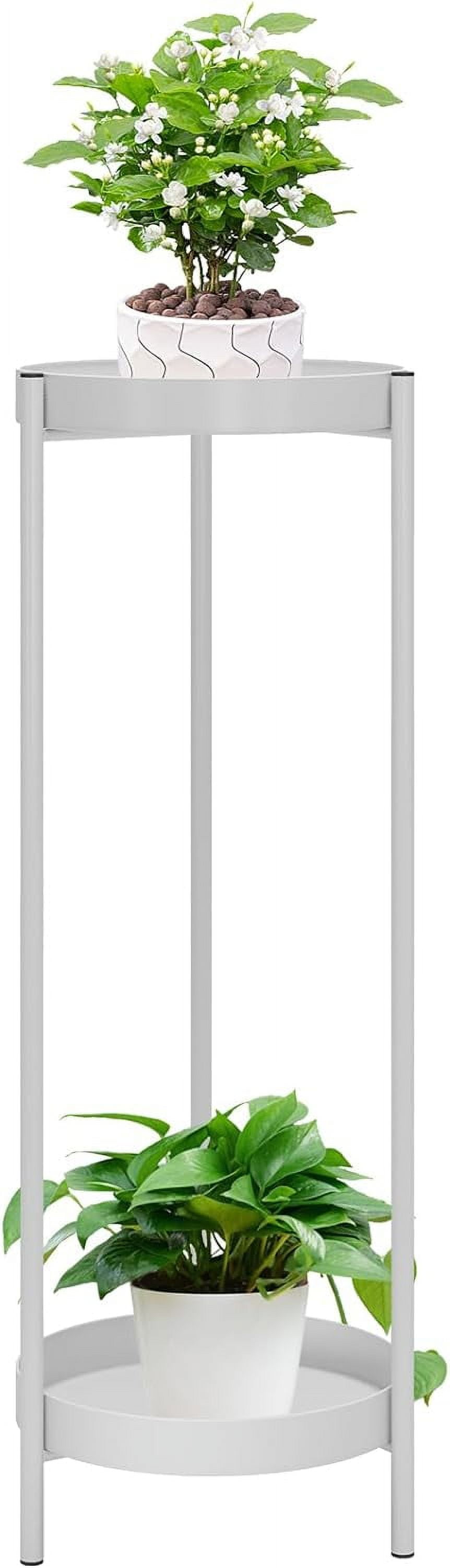 Metal White Tall Plant Stand Indoor or Outdoor - 30 inch 2 Tier ...