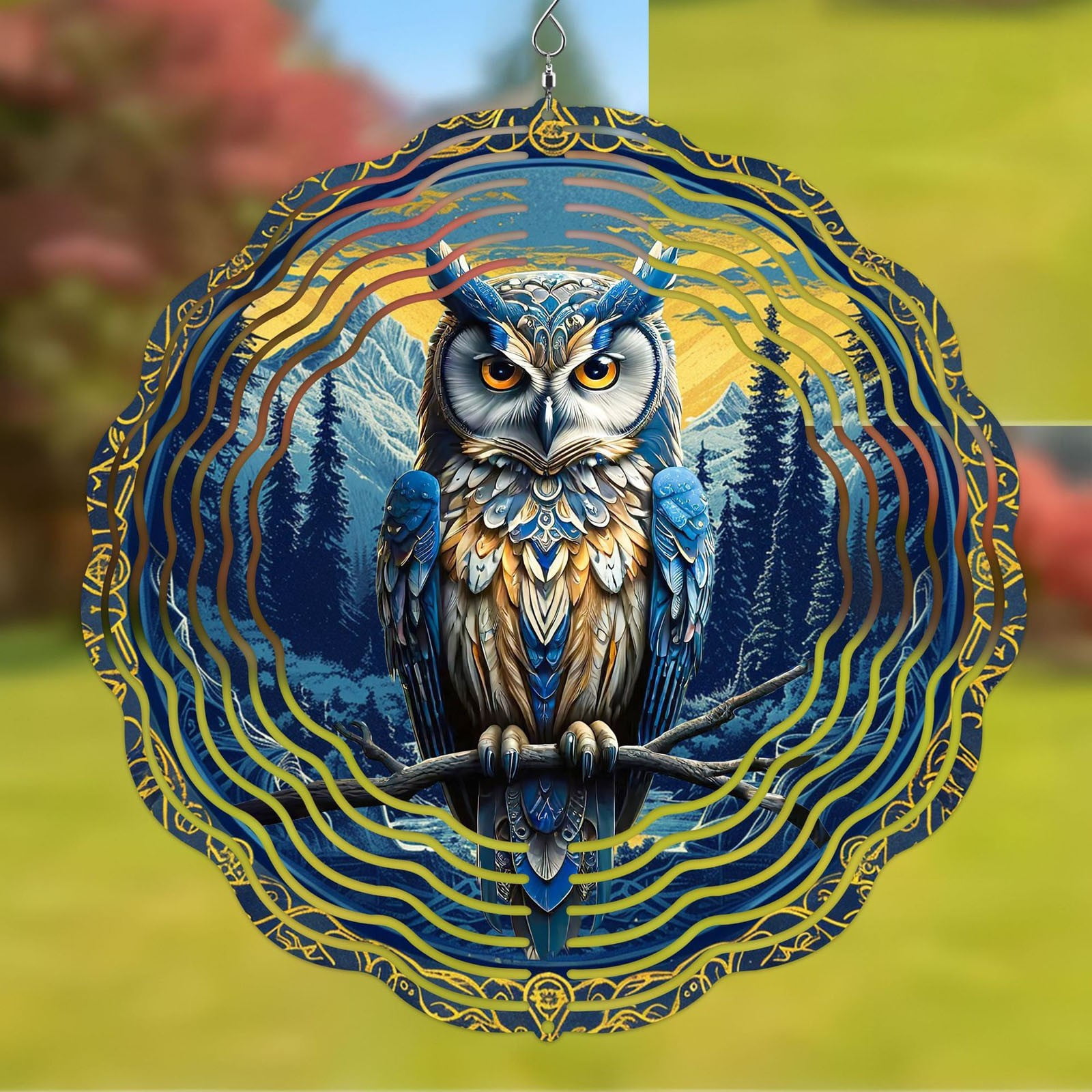 Metal Wind Chime Owl Outdoor Pendant Garden Hanging Decoration ...