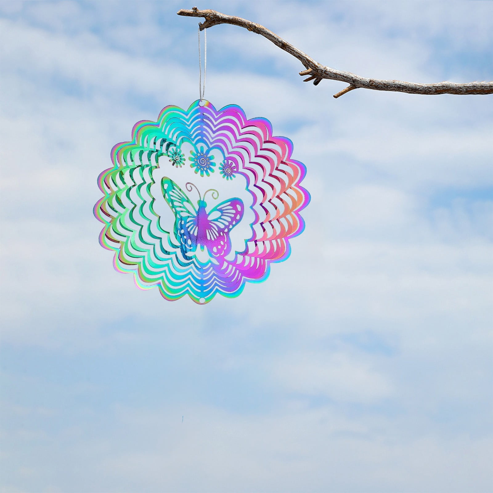 Metal Wind Chime Sculpture | Multicolour Rotating Hanging Wind Catcher ...