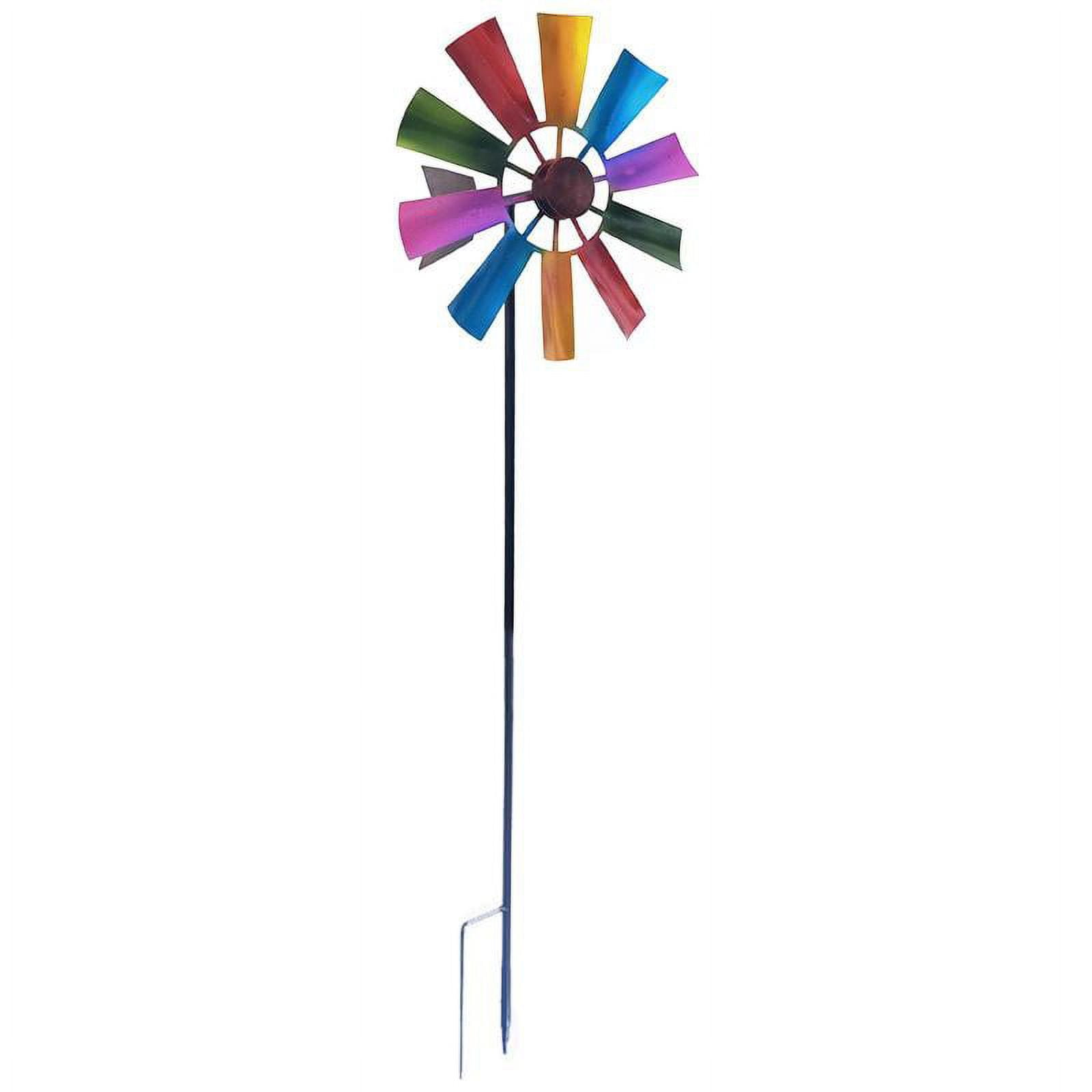 Flower Spinning Metal Windmill, Garden Wind Spinner for Outdoor Yard ...