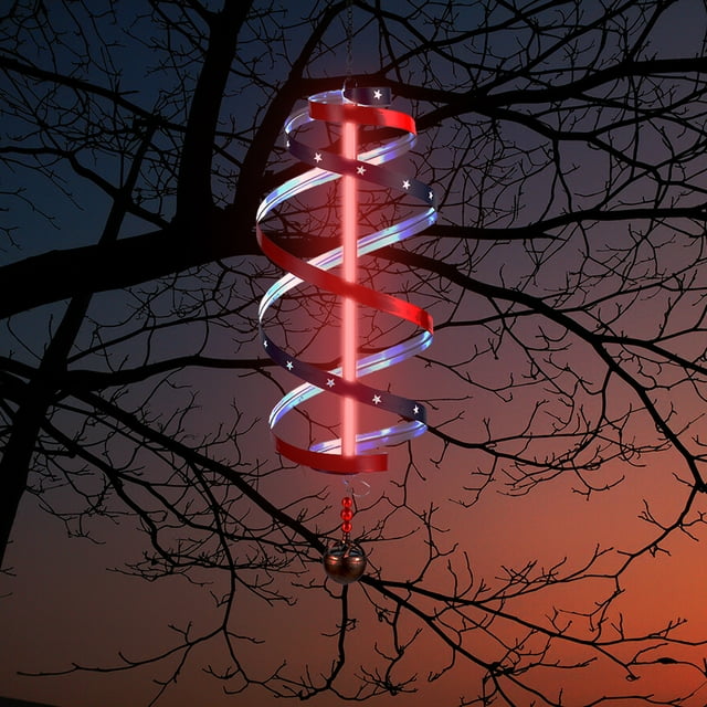 Metal Wind Spinners, 24 inch Hanging Wind Spinner with Solar LED Light ...