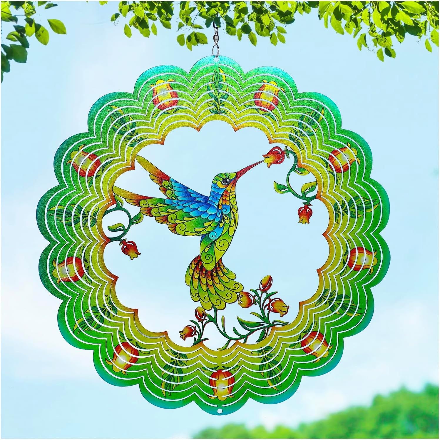 Metal Wind Spinners, Hummingbird Stainless Steel 3D Hanging Wind ...